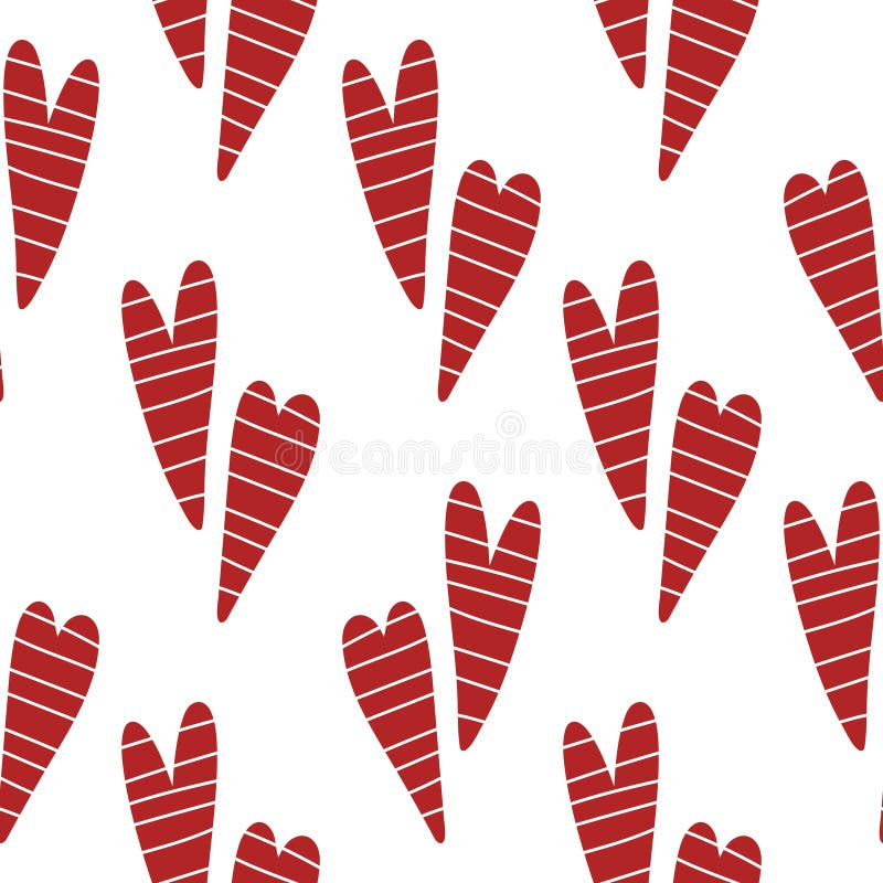 Hand Drawn Striped Hearts Seamless Pattern Stock Vector - Illustration of card, valentine: 237073638