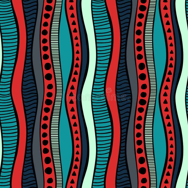 Hand Drawn Stripes Tribal Seamless Pattern Stock Vector - Illustration ...
