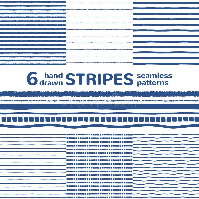 Hand Drawn Stripes Vector Seamless Pattern Set or Collection Stock ...