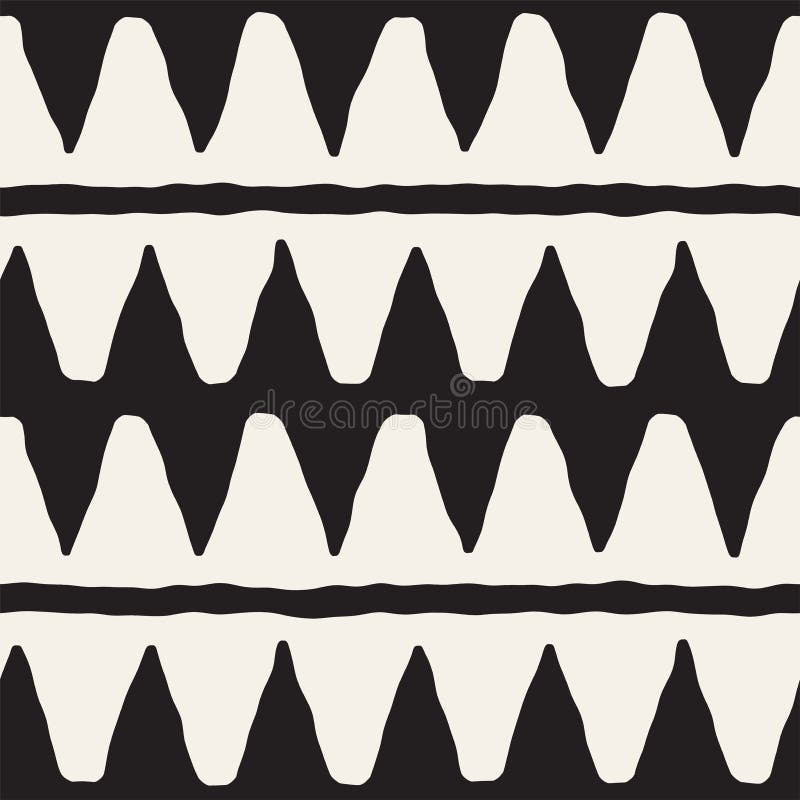 Hand Drawn Abstract Seamless Pattern in Black and White. Retro Grunge ...