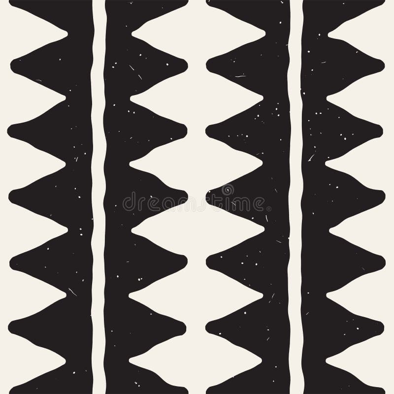 Hand Drawn Abstract Seamless Pattern in Black and White. Retro Grunge ...
