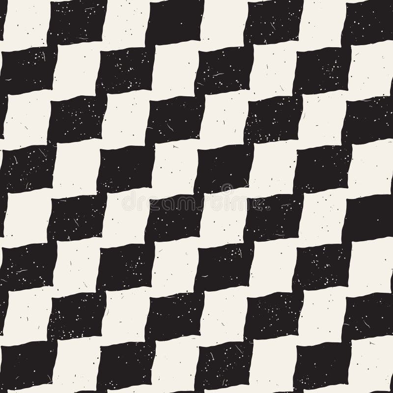 Hand Drawn Abstract Seamless Pattern in Black and White. Retro Grunge ...