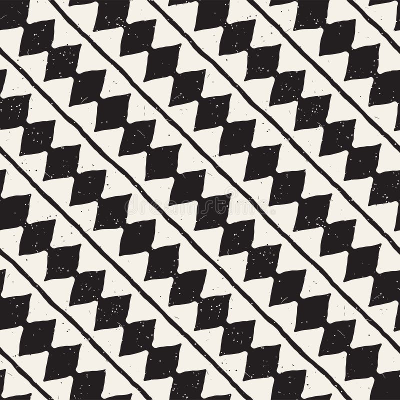 Hand Drawn Abstract Seamless Pattern in Black and White. Retro Grunge ...