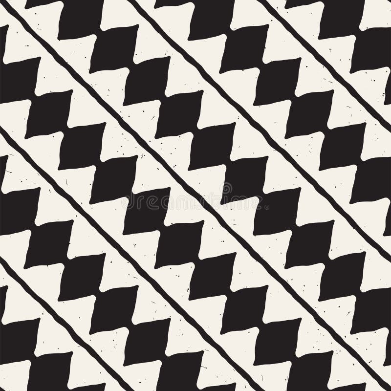 Hand Drawn Abstract Seamless Pattern in Black and White. Retro Grunge ...