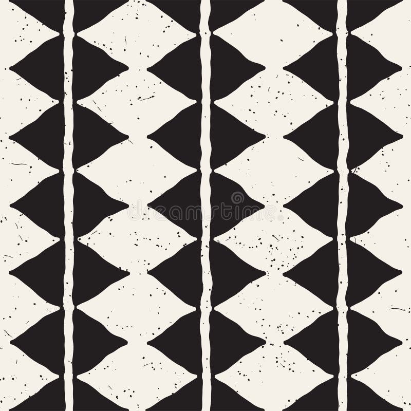 Hand Drawn Abstract Seamless Pattern in Black and White. Retro Grunge ...