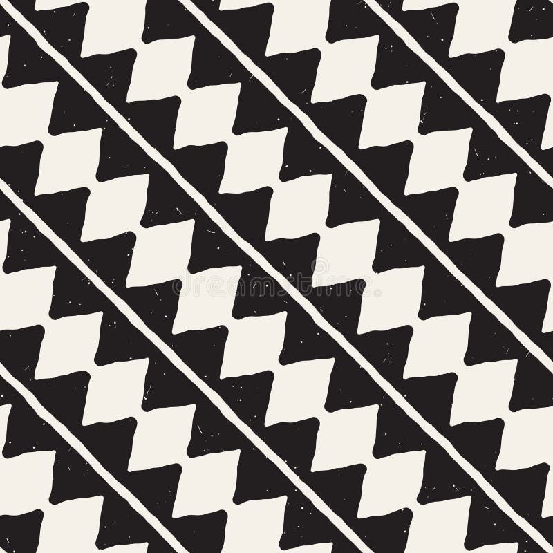 Hand Drawn Abstract Seamless Pattern in Black and White. Retro Grunge ...
