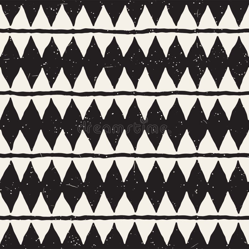Hand Drawn Abstract Seamless Pattern in Black and White. Retro Grunge ...