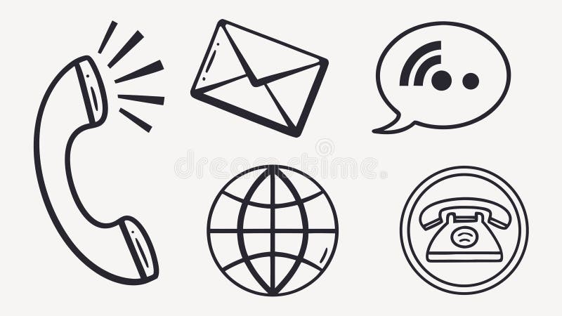 HandDrawn Style Communication Network Icons Collection, Vector Design ...