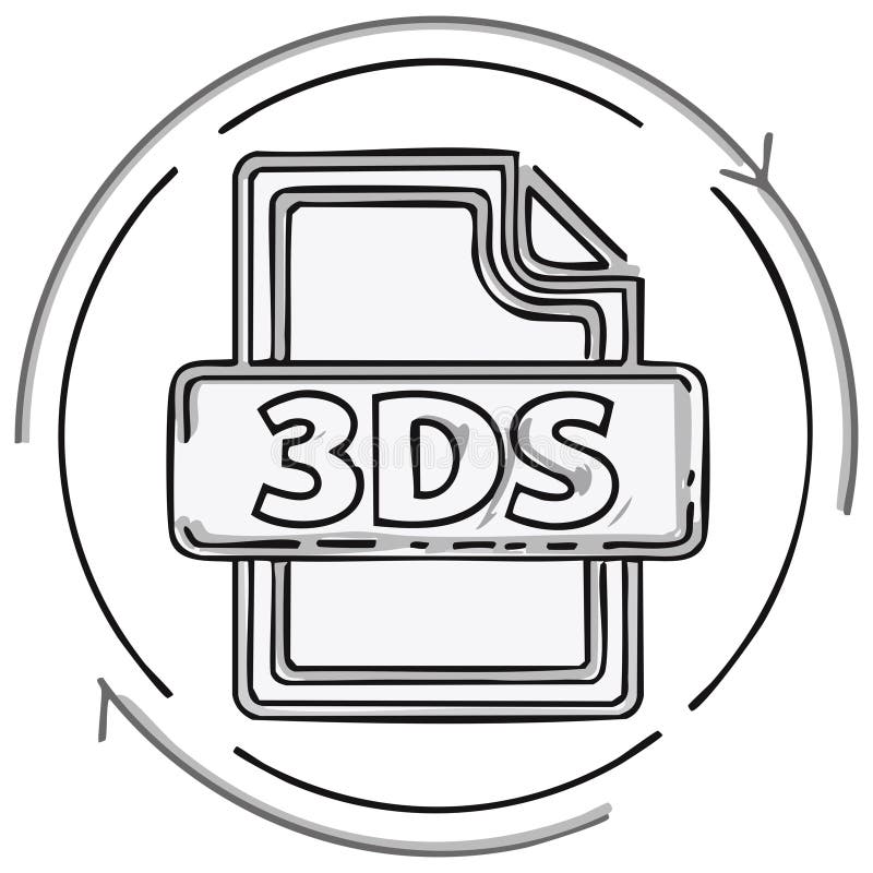 Hand Drawn Style 3DS File Icon Representing Three-Dimensional Model Data Stock Illustration ...