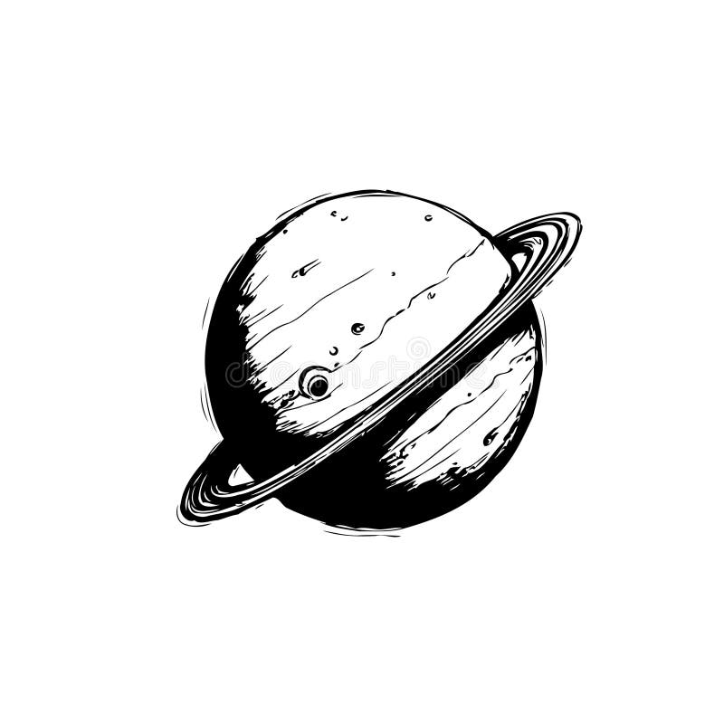 Stylized Monochrome Rendering of a Ringed Planet in Cosmic Space ...