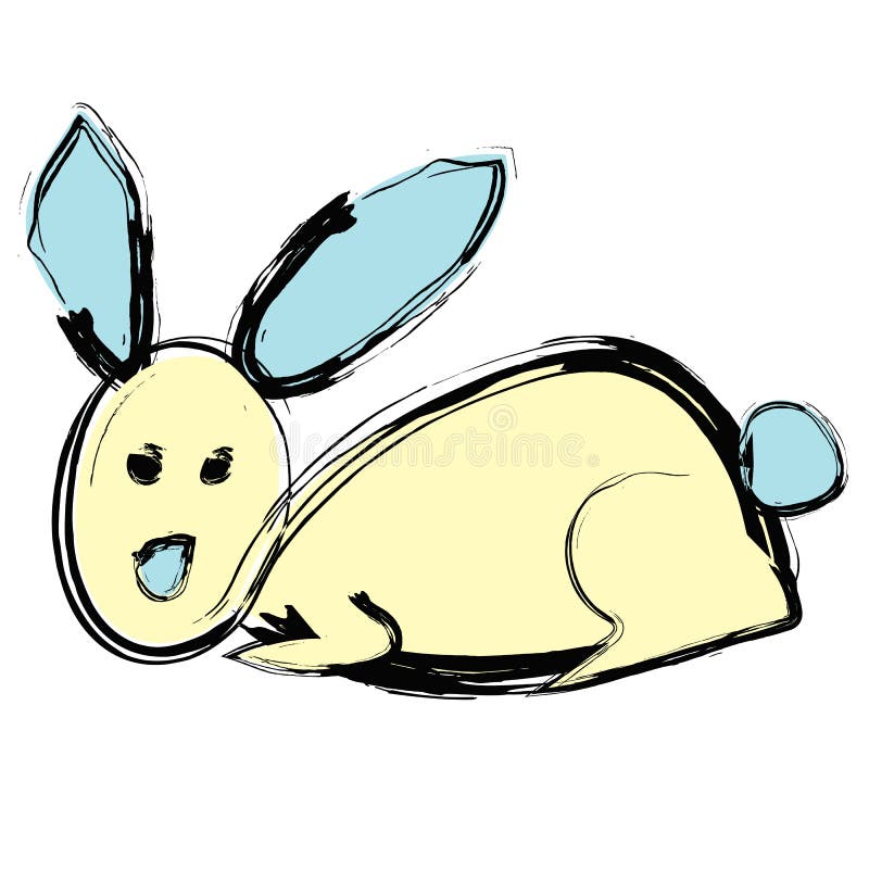 Hand Drawn Style of Rabbit on White Background Stock Vector ...