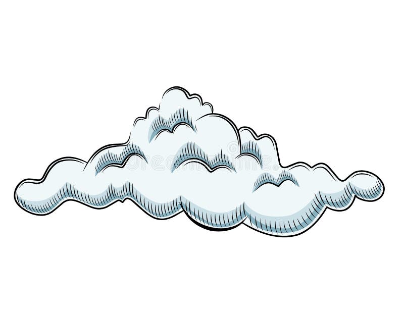 Hand Drawn Style Simple Gray Cloud Vector Illustration Sketch Design on ...