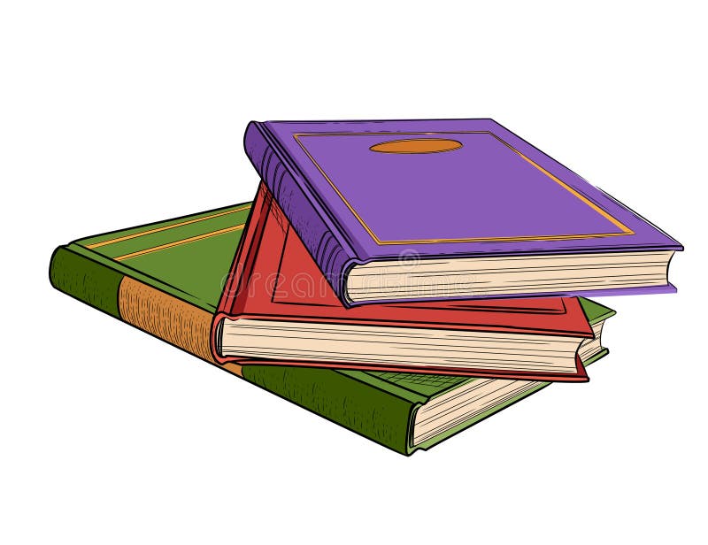 Hand Drawn Style Stack of Books with Hardcover Vector Illustration ...
