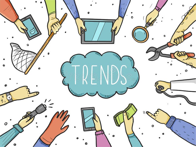 Hand Drawn Style of Trend Concept. Vector Illustration Stock Vector ...