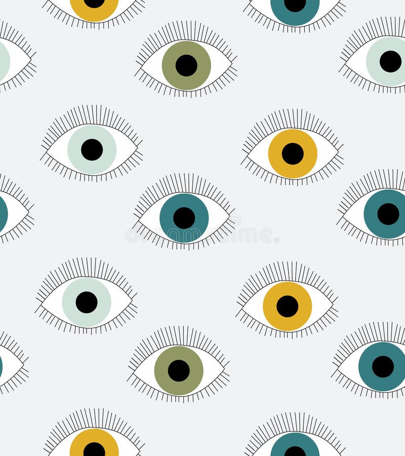 Hand Drawn Stylized Eyes, Seamless Texture Stock Illustration ...