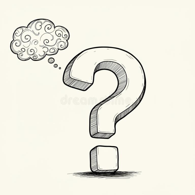 A Hand-drawn, Stylized Question Mark with Shading Sits Centered Against ...