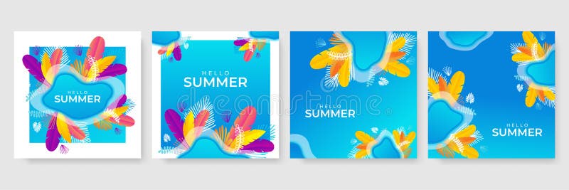 Hand Drawn Summer Instagram Posts or Social Media Stories Template ...