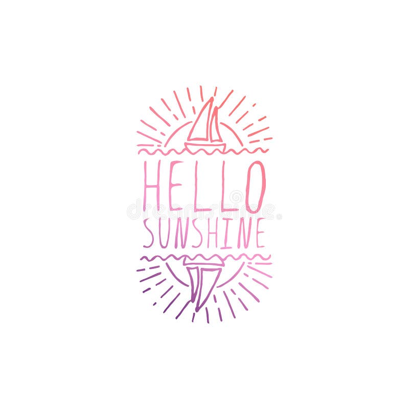 Hand Drawn Summer Slogan Isolated on White. Hello Sunshine Stock Vector ...