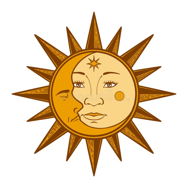 Hand Drawn of Sun Esoteric Symbol. Alchemy Mystical Magic Elements in ...