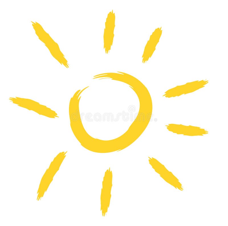 Hand Drawn Sun Isolated. Simple Brush Style Sun Stock Illustration ...