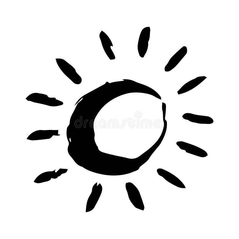 Hand Drawn Sun Painted with Ink Brush Stock Vector - Illustration of ...