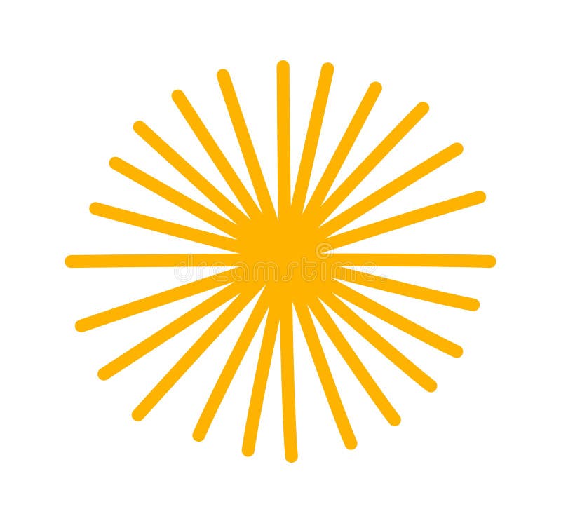 Hand Drawn Sun with Rays Flat Icon Stock Vector - Illustration of ...