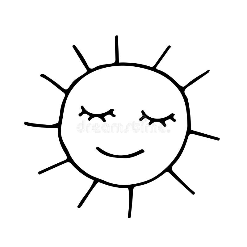 Hand drawn Sun with smile. stock vector. Illustration of drawing ...