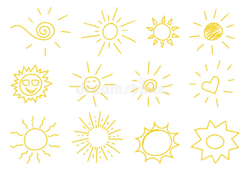 Hand-drawn Sun Symbols Collection. Different Doodle Styles Stock Vector ...