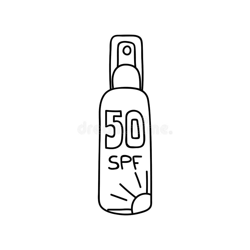 Hand Drawn Sunscreen. Vector Illustration in Doodles Style. Isolate on ...