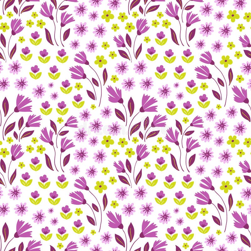 Hand Drawn Surface Pattern Design with Flowers in Garden Stock Vector ...