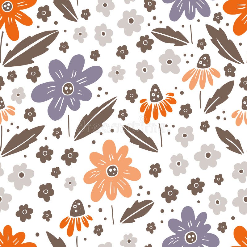 Hand Drawn Surface Pattern Design with Flowers in Garden Stock Vector ...