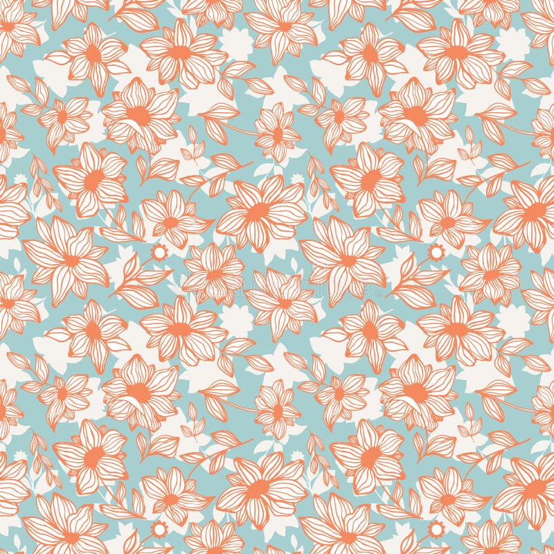 Hand Drawn Surface Pattern Design with Flowers Stock Vector ...