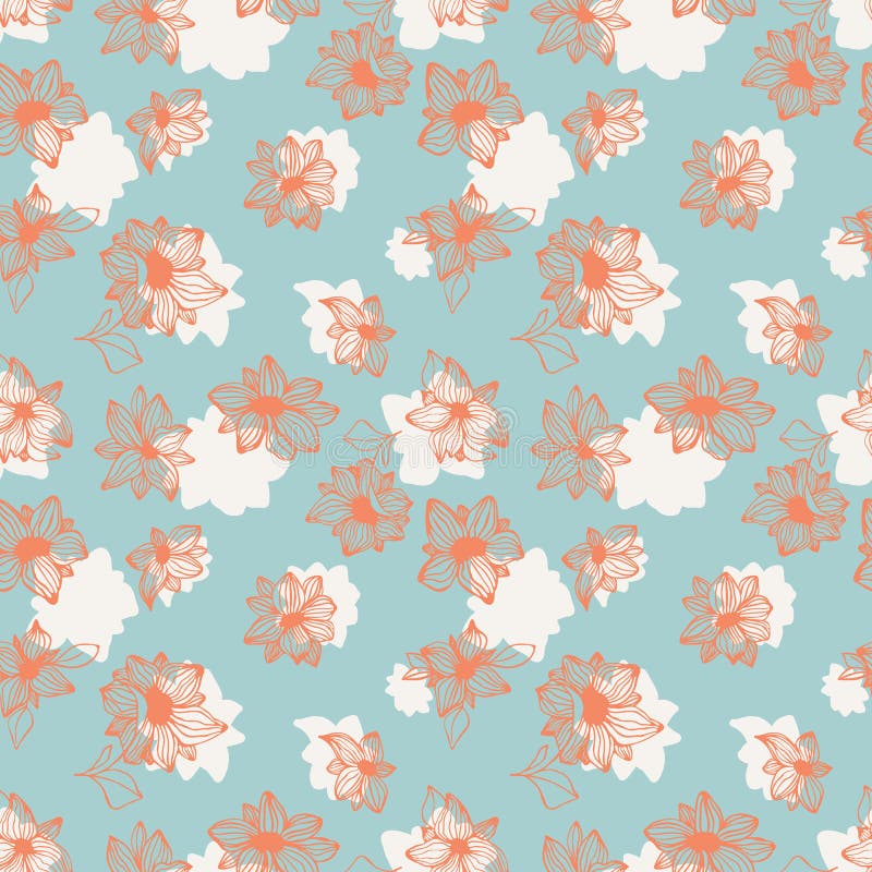 Hand Drawn Surface Pattern Design with Flowers Stock Vector ...