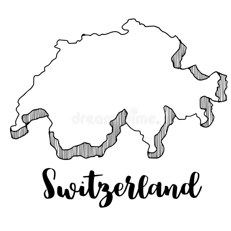 Hand Drawn of Switzerland Map, Illustration Stock Illustration ...