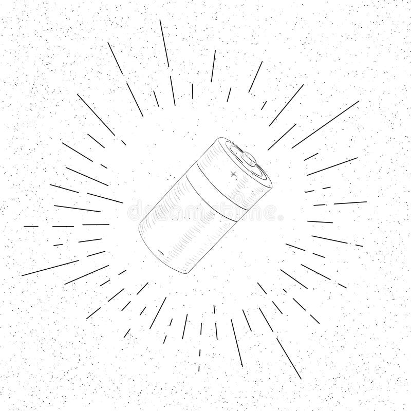 Hand Drawn Symbol of Battery Doodle Vector Hatch Icon Stock Vector ...