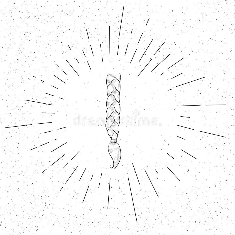 Hand Drawn Symbol of Long Hair Braid Doodle Vector Hatch Icon Stock ...