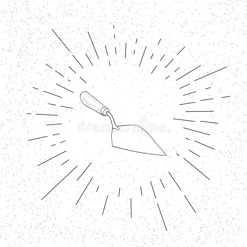 Hand Drawn Symbol of Mortar Trowel Doodle Vector Hatch Icon Stock ...
