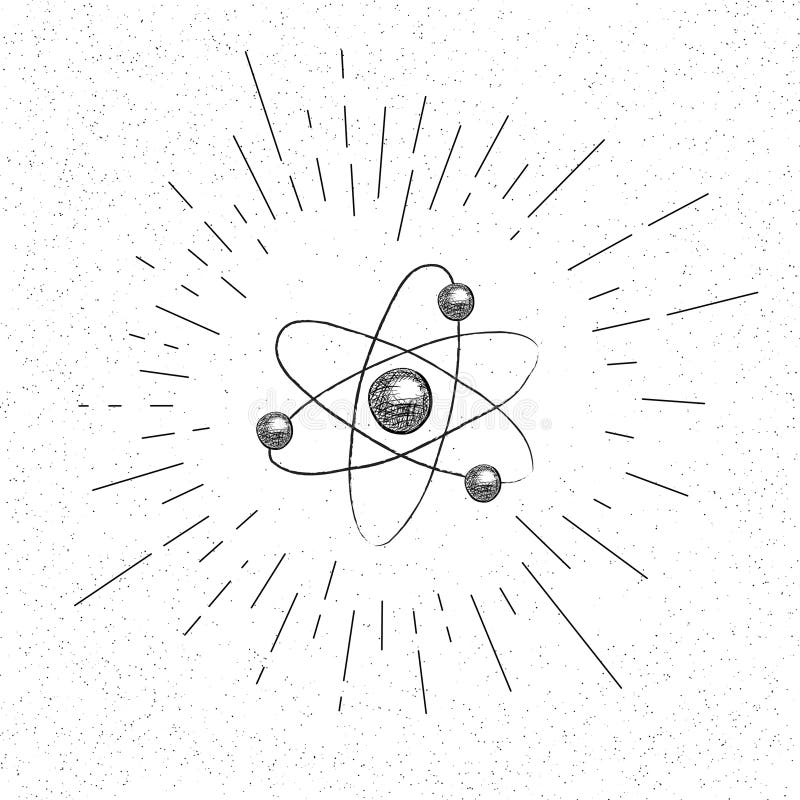Hand Drawn Symbol of Nuclear Model of Atom Structure Doodle Vector ...