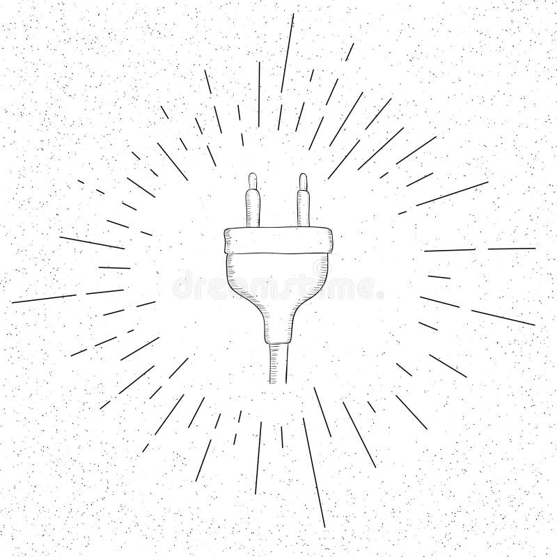Hand Drawn Symbol of Plug Doodle Vector Hatch Icon Stock Vector ...