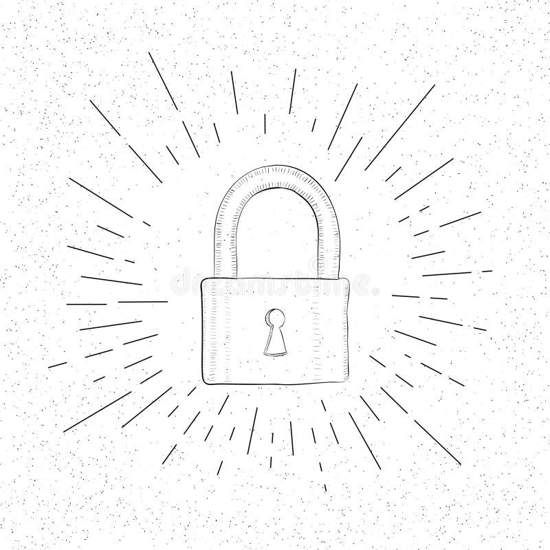 Hand Drawn Symbol of Secure Closed Lock Doodle Vector Hatch Icon Stock ...
