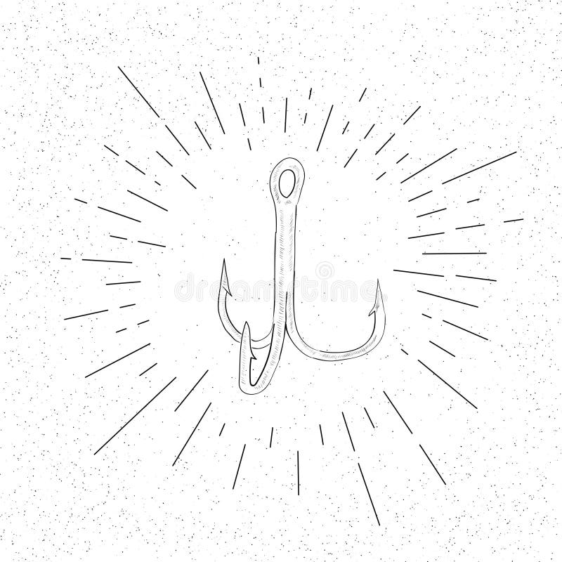Hand Drawn Symbol of Triple Fish Hook Doodle Vector Hatch Icon Stock ...