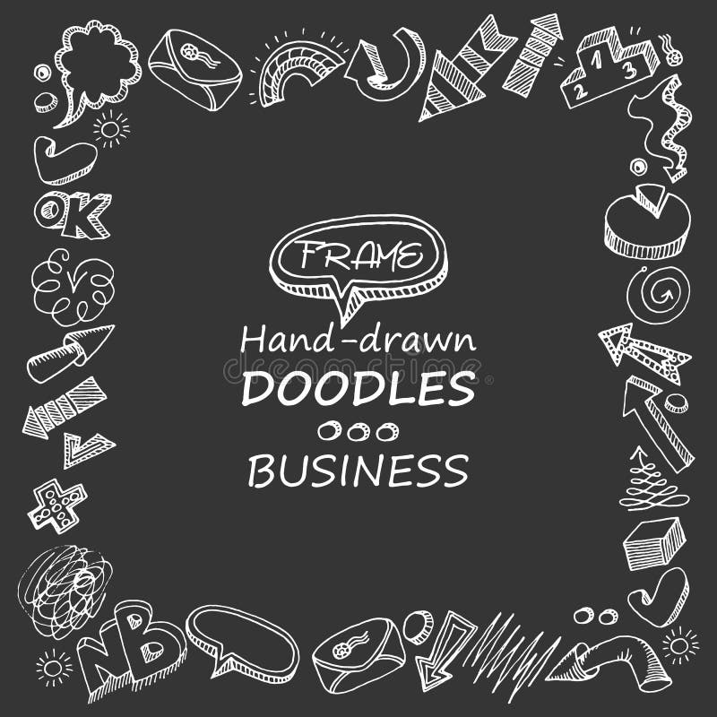 Hand-drawn symbols frame stock illustration. Illustration of handdrawn ...