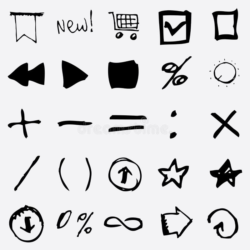 Hand Drawn Symbols, Illustration. Stock Vector - Illustration of clock ...