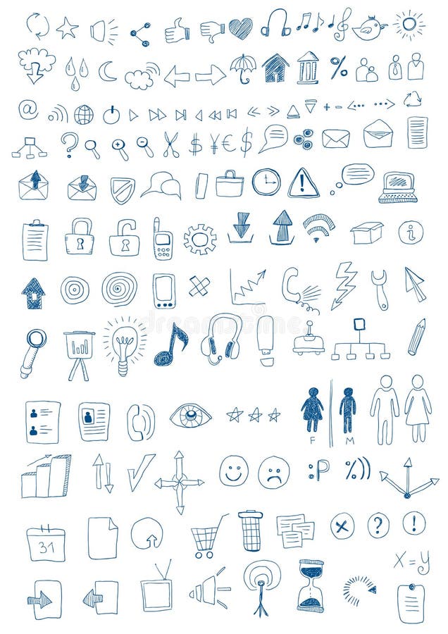 Hand Drawn Symbols stock vector. Illustration of envelope - 34151546