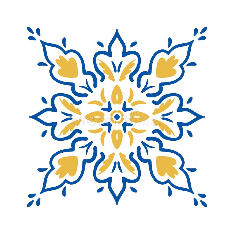 Hand Drawn Symmetrical Pattern for Tile Design Stock Illustration ...