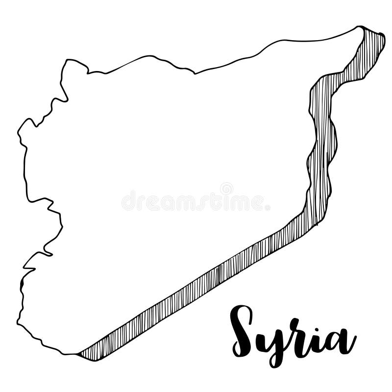 Hand-drawn map of Syria. stock vector. Illustration of lebanon - 152081041