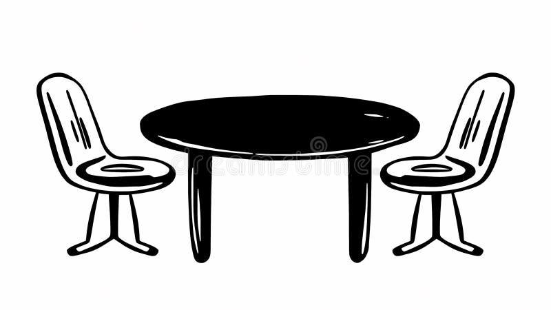 Hand-drawn Table and Chairs Illustration Perfect for Interior Design or ...