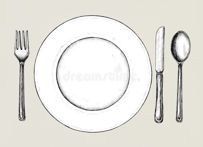 Hand Drawn Table Setting Illustration Stock Illustration - Illustration ...