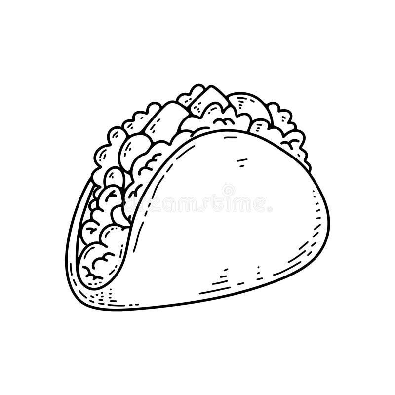 Hand Drawn Taco. Doodle Style Taco Stock Illustration - Illustration of ...