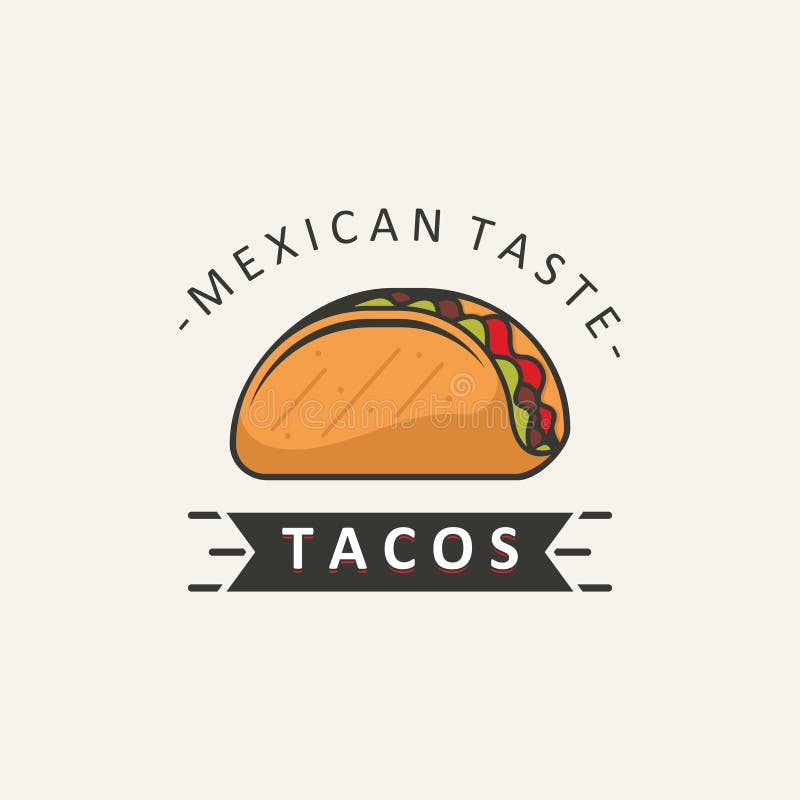Hand Drawn Taco Logo with Vector Concept Stock Vector - Illustration of ...